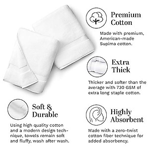 Supima Cotton Bath Towel Set by Laguna Beach Textile Co - 2 Bath Towels - Hotel Quality, Plush, 730 GSM - Large, 57" x 30" White