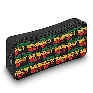 Rastafarian Lion Flag Pencil Case Makeup Bag Big Capacity Pouch Organizer for Office College