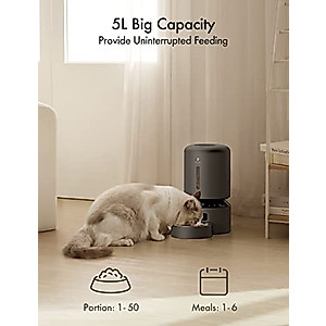 PETLIBRO Automatic Cat Feeder, Pet Dry Food Dispenser Triple Preservation with Stainless Steel Bowl & Twist Lock Lid, Up to 50 Portions 6 Meals Per Day, Granary for Dogs & Cats