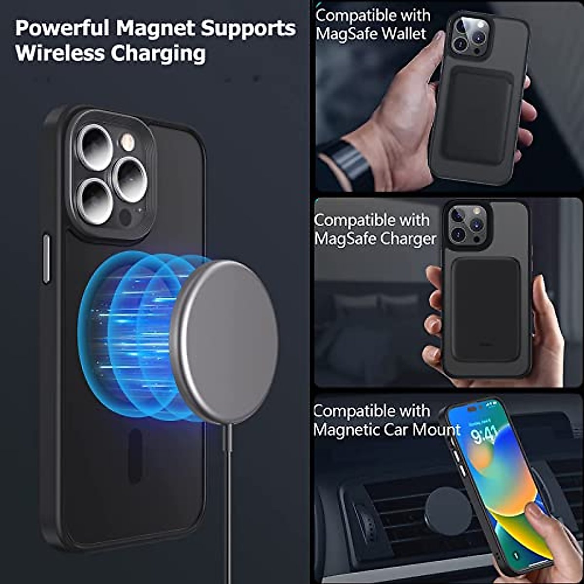 HONGRVWI Magnetic Adapter Ring，Qi-Enabled Devices and Snap/Snap+ Wireless accessorie，Includes 2 Magnetic Rings and 2 Auxiliary Installation Tools，Works with iPhone, Android, Samsung Phones (Black)