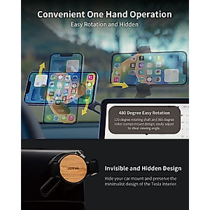 Jowua 6D Tesla Compatible Invisible Foldaway Car Mount (Universal Roller Mount) Compatible for Tesla Tesla Model 3/ Y, Model S/X Plaid (6D Suction Cup)