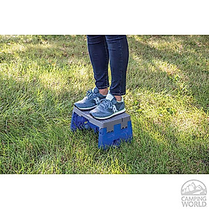 Cosco 11903BGR1E One-Step Folding Step Stool, 300 lb, 8 1/2" Working Height, Blue/Gray