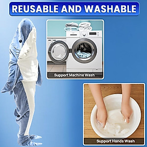 KoveYzao Shark Blanket Onesie for Adults, Wearable Shark Blanket Hoodie, Cozy Flannel Sleeping Bag, Cute and Funny One-piece Pajamas, One Size Fits All, Creative Gifts for Her/Him