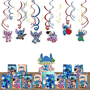30 pcs Lilo and Stitch Party Swirl Decorations, Lilo and Stitch Theme Hanging Swirl Ceiling Decoration Ribbon Party Supplies
