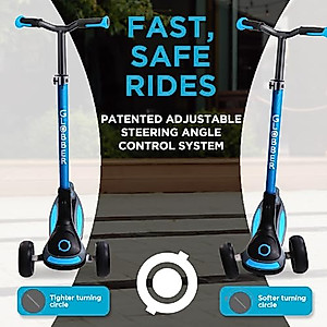 Globber Ultimum Scooter | 3-Wheel Kick Scooter for Adults & Kids 5+ | Foldable Kick Scooter with Safe, Non-Slip Deck & Premium Brakes (Sky Blue)