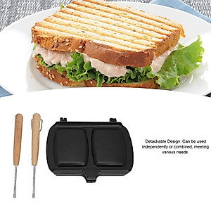 Syrisora Sandwich Baking Pan Double Side Sandwich Maker Anti Stick with Detachable Handle Sandwich Skillet for Gas Stove Egg Toast