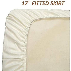 OrganicTextiles Organic Cotton Mattress Pad with 17” Fitted Bed Skirt Deep Pocket (Queen Size), GOTS Certified, Soft Silky Feel, Luxurious Quilted Design, Machine Washable, All Season, Skin Sensitive