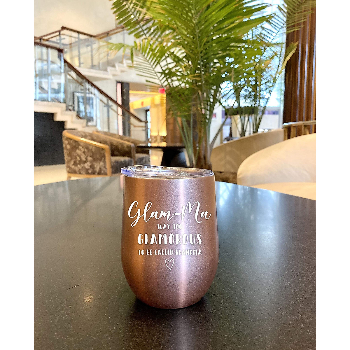 Rock & Llama Glamma Gifts For Grandma - 12oz Wine Glass Tumbler Cup - Beautiful Gift for New Grandma Glam ma Coffee Mug