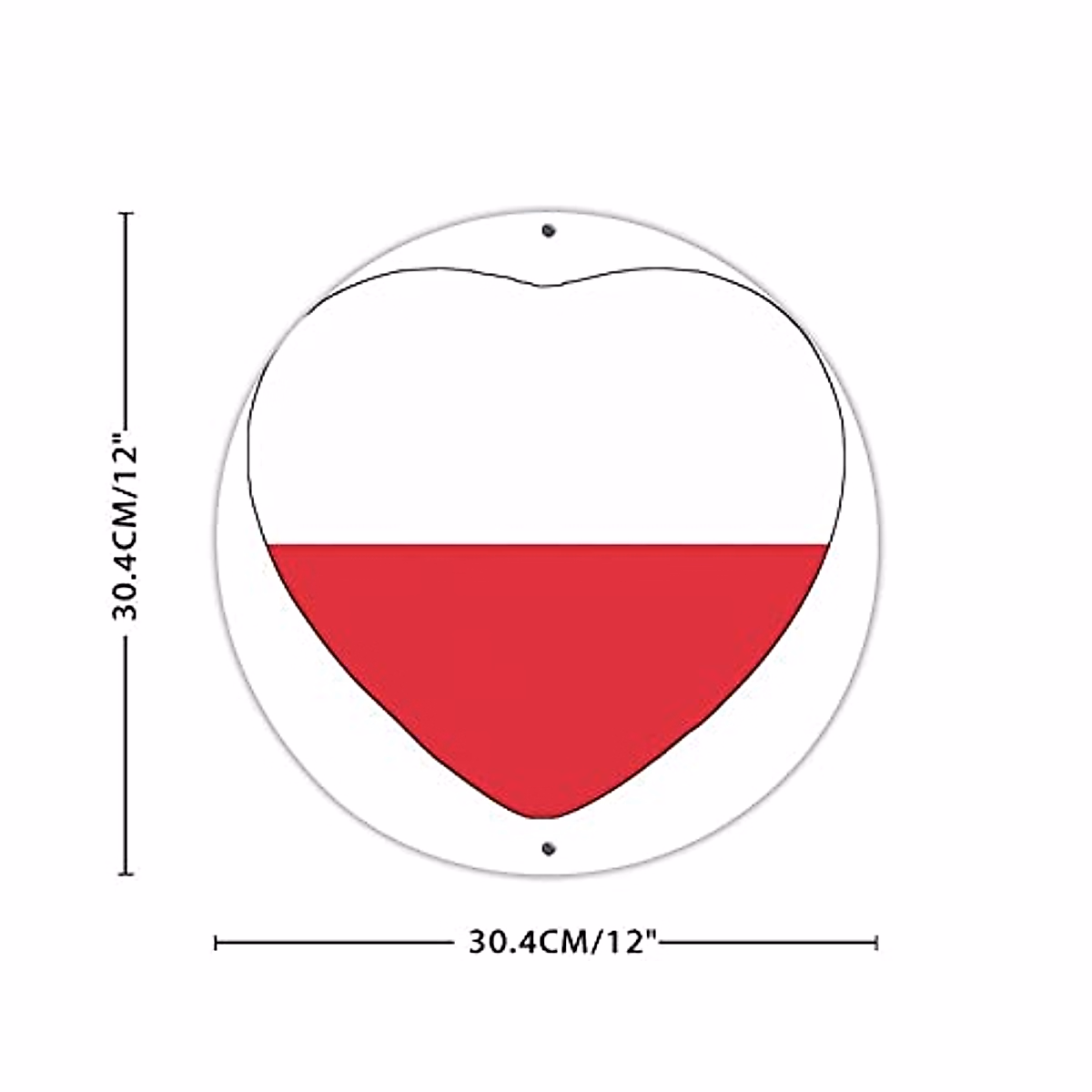 lutieger Hanging Metal Tin Sign Poland Wall Poster Metal Plaque Love Heart Shaped Flag House Dining Room Yard Man Cave Decor State Map Sailor Sailing Sign Gift 12x12in Round