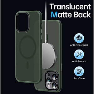 Faiono Strong Magnetic for iPhone 14 Pro Max Case [Compatible with MagSafe][10FT Military Grade Protective] Shockproof Translucent Matte Slim Case for iPhone 14 Pro Max Phone Case (6.7"), Alpine Green