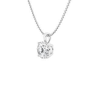 Beyond Brilliance 1.00 Carat Solitaire Diamond Pendant Necklace for Women | Round Cut Lab Grown Diamond | 14K White Gold Pendant (VS-SI) | Fine Jewelry for Her | Gift Box Included