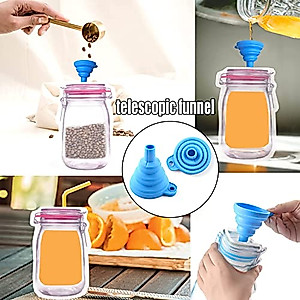 81 Pcs Reusable Mason Jar Bottle Bags,Washable Multi-Size Mason Jars Ziplock Food Storage,Fresh Leak-Proof Snack ziplock Bag with Black Label Sticker,Silicone Funnel for Kitchen,Camping,Travel,Office