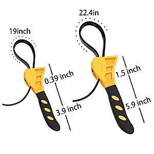 ROADGIVE 2 Piece Rubber Strap Adjustable Wrench Oil filter wrench Silicone Belt Jar Opener Wrench for Mechanics Plumbers Home Kitchen Use (Yellow)