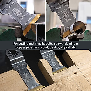 Acroma 5-Piece Universal Oscillating Multitool Blade Set, Titanium-Enhanced M42 HSS Bi-Metal, Including 2" and 2-2/3" Extra-Long Blades, Ideal for Plunge/Flush Cut on Multi-Materials. BM50005