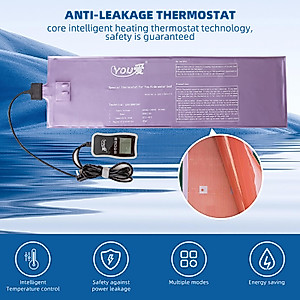 250 W Waterbed Heater - Safe and Durable Softside Waterbed Heater with Lcd Display, Multi-mode Adjustable Smart Thermostat