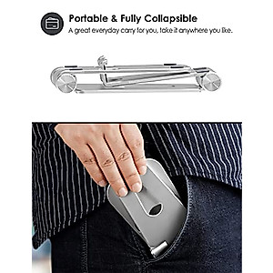 KTRIO Adjustable Cell Phone Stand, Aluminum Phone Stand for Desk, Foldable Phone Holder Compatible with iPhone 13 Pro Max 11 12 Xr 8 7 SE, Pad, Tablet, Smartphone - Silver