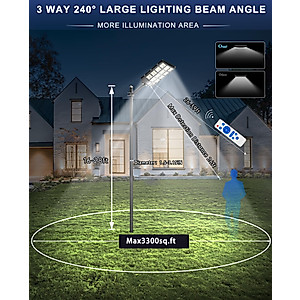 JAYNLT 6000W Solar Street Lights Outdoor,6500K 600000LM Highest Lumen Solar Parking Lot Lights,Waterproof Duks to Dawn Solar Flood Security Lights Motion Sensor for Yards, Driveways