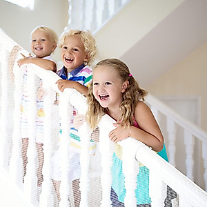 2 Pieces Christmas 20x2.6 ft Child Safety Nets Balcony Protective Net Sturdy Stair Banister Net with Ropes and Ties for Kids Pets Toys Indoor Stairs Cribs Child Protect Supplies, White