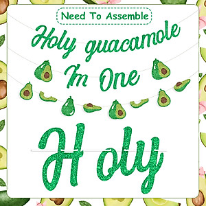 Sursurprise Avocado 1st Birthday Decorations, Holy Guacamole I’m One First Birthday Banners, Fiesta Avocado Fruit Cake Cupcake Toppers Balloons, Cinco De Mayo One Year Old Bday Party Decor Supplies