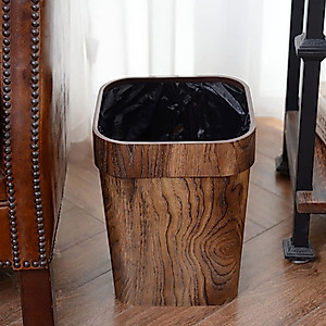 NOLITOY Retro Trash Can Waste Bin Wood Grain Rubbish Bin Trash Can Bathroom Imitation Wood Grain Trash Can Dustbin Bucket Bathroom Trash Can Trash Cans for Kitchen Bedroom Trash Can