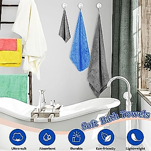 Moukeren 18 Pcs Microfiber Bath Towels Set Bath Towels Hand Towels Washcloths Set Microfiber Coral Velvet Highly Absorbent Bathroom Towel for Bath Fitness Sports Yoga Travel (Classic Colors)
