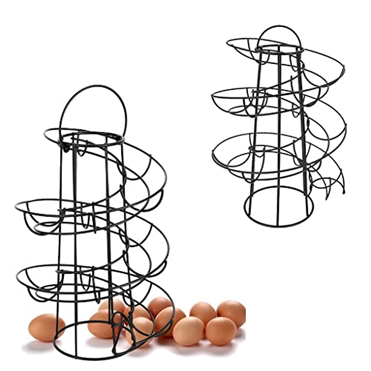 homozy Modern Spiral Egg Skelter Holder Wire Rack Up to 24 Eggs Free Standing - Black, 18x30.5cm
