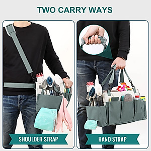 Large Cleaning Caddy Organizer with Handle, Wearable Cleaning Caddy Bag for Cleaning Supplies, Cleaning Tote with Shoulder and Waist Straps, Under Sink Organizer Tool Bag with Multiple Compartments