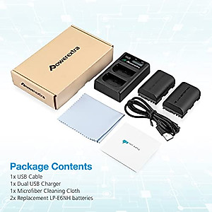 Powerextra LP-E6NH High Capacity Batteries 2950mAh and USB Charger Compatible with Canon LP E6 R5 R6 90D 60D 70D 80D 5D IV 6D, 6D II 7D