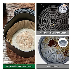 300Pcs Air Fryer Disposable Paper Liner With Pastry Brush, WCESS Round Non Stick Air Fryer Liners Disposable, 7.9 Inch Oil Proof & Water Proof Baking Parchment Paper, Food Grade Baking Paper Liner