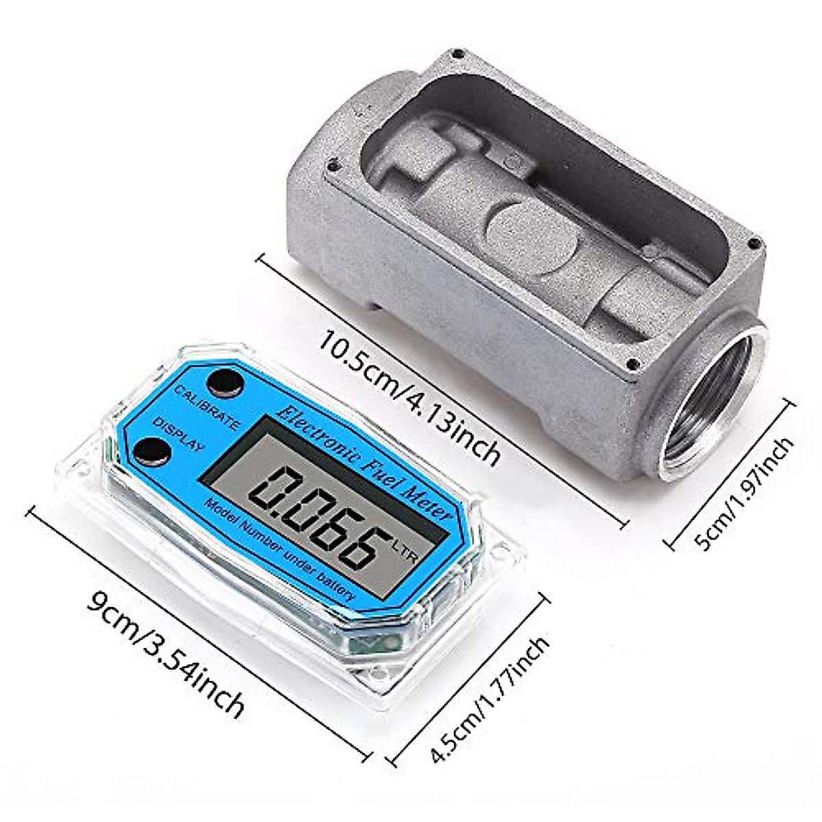 Digital Turbine Flow Meter,LCD Digital Display High Accuracy Diesel Fuel Flowmeter for Measuring Diesel, Kerosene, Gasoline(1 Inch)