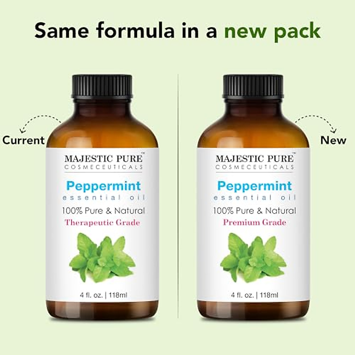MAJESTIC PURE Peppermint Essential Oil | 100% Pure and Natural Peppermint Oil | Premium Grade Essential Oils for Hair Care, Home Diffusers, Skin, Aromatherapy, Massage and Humidifiers | 4 Fl Oz