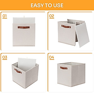 DULLEMELO 12inch Cube Storage Baskets for Shelves Closet Storage,Sturdy Home Organization Bins for Gifts Empty,Foldable Fabric Storage Cubes Baskets for Nursery Toys Clothes Storage(Beige-4 Pack)