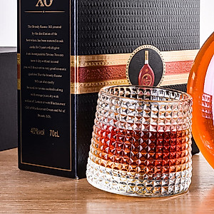 ueecool Whiskey Rocks Glasses, Tumbler Crystal Bar Glass, Rotatable Double Old Fashion Set of 3, 6 oz, Clear,Father's Day Gift (3pc Whiskey Glasses), (WG003)