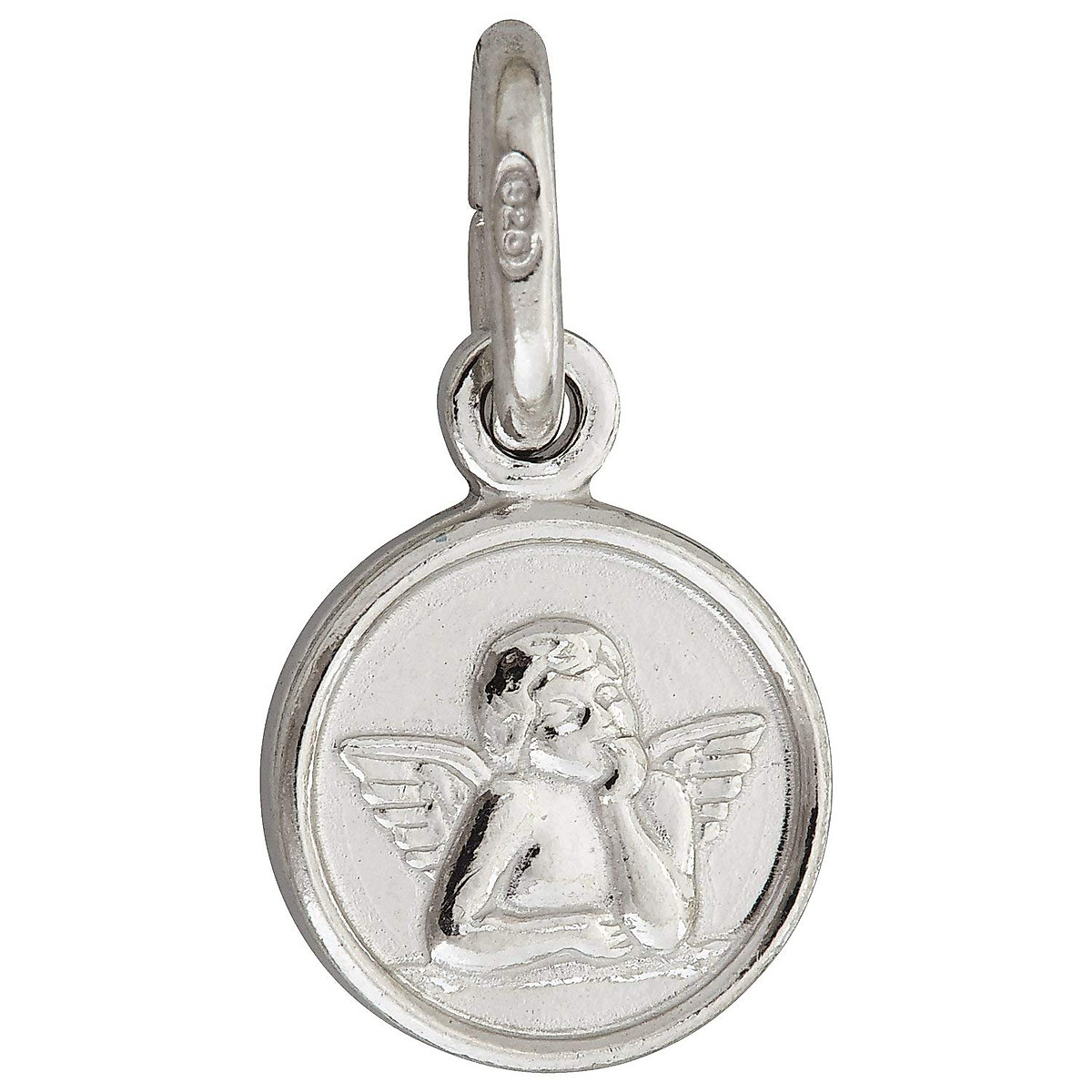 Sterling Silver mm Round Cherub Angel Medal