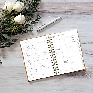 Orange Circle Studio 2024 Self Care Planner, Gratitude Journal, Spiral Notebook with Wellness Tracker, 17-Month Wire-O Bound Calendar Book, Monthly and Weekly Spread Views, Floral Flow