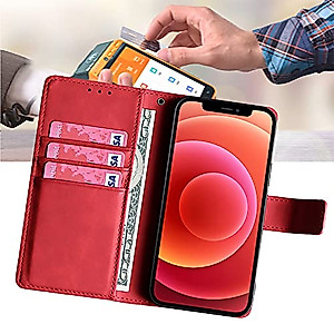 Fansipro Wallet Folio Case for Oppo Reno 2, Premium PU Leather Slim Fit Cover for Reno 2, 3 Card Slots, Portable, Red