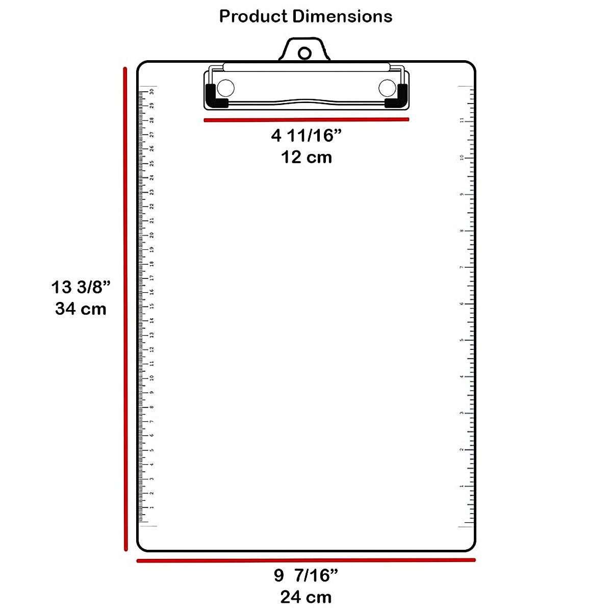 Acrimet 3 Pack Clipboard Letter Size A4 (13 3/8” x 9 7/16”) Low Profile Clip & Side Rulers, Durable Plastic for Office, School, Home Use - Clear Crystal Color