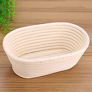 Asixx Cane Proofing Basket, Handmade Unbleached Cane Banneton Proofing Basket Dough Bread Baking Kit Kitchen Storage Rack Banneton Basket (21 * 14 * 8cm)