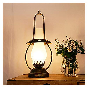 Outdoor Lights Nordic Frosted Glass Shade Retro Kerosene Lamp,Bronze Color Metal Base Bedroom Bedside Vintage Desk Lamp Study Room Reading Lamp for Home,Garden,Yard,Decorations