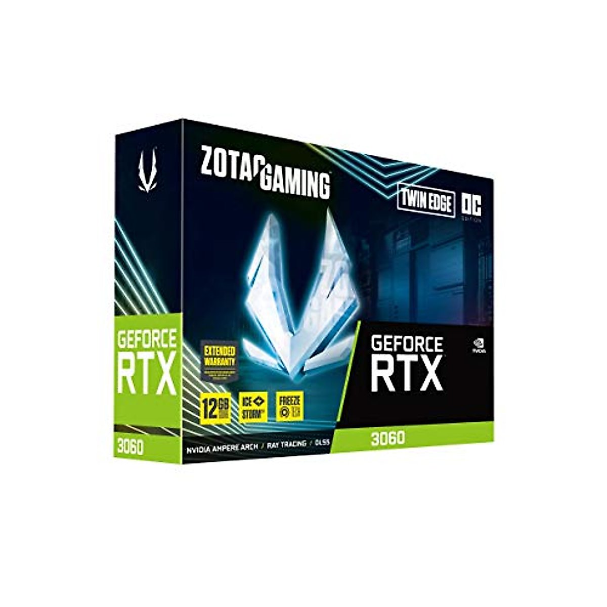 ZOTAC Gaming GeForce RTX 3060 Twin Edge OC 12GB GDDR6 192-bit 15 Gbps PCIE 4.0 Graphics Card, IceStorm 2.0 Cooling, Active Fan Control, Freeze Fan Stop ZT-A30600H-10M