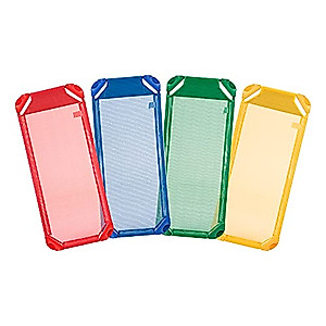 Sprogs Deluxe Heavy-Duty Childrens Standard 52"L Stackable Daycare Cot with Easy Lift Corners Cots for Preschool Kids Sleeping, Resting, and Naptime, SPG-16138-AS, Blue, Green, Red, Yellow (Pack of 4)