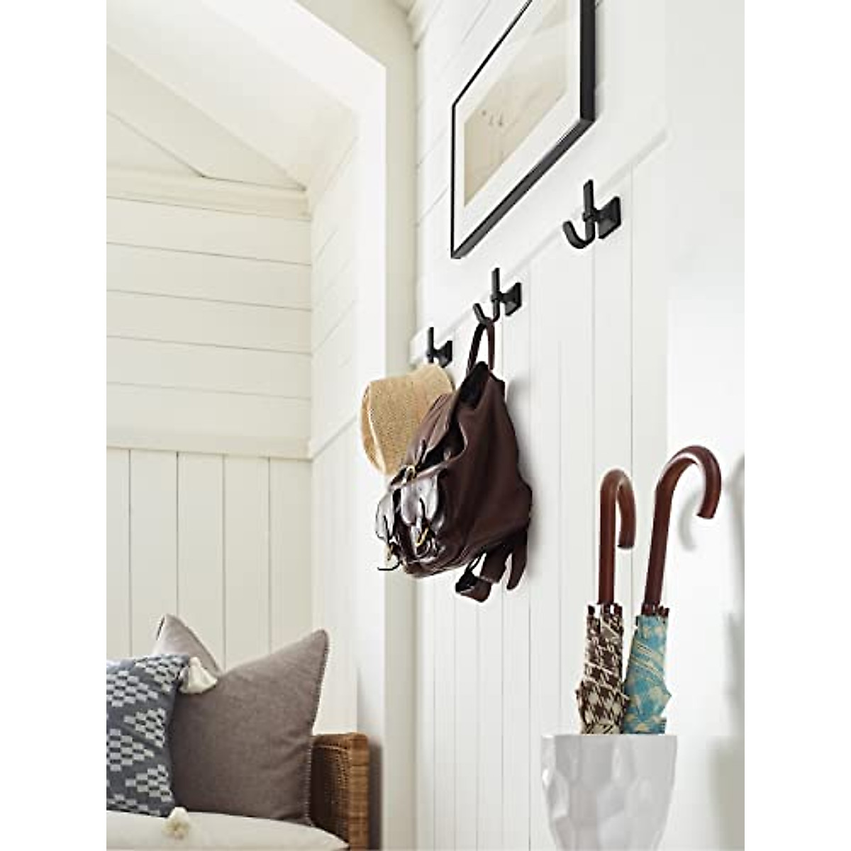 Amerock HBX36686MB | Burbank Single Prong Decorative Wall Hook | Matte Black Hook for Coats, Hats, Backpacks, Bags | Hooks for Bathroom, Bedroom, Closet, Entryway, Laundry Room, Office