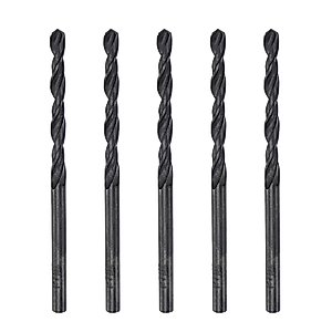 uxcell 6542 High Speed Steel Straight Shank Twist Jobber Drill Bit, Fully Ground Black Oxide Drill Bits 3.3mm Drill Diameter 65mm Total Length 5 Pcs