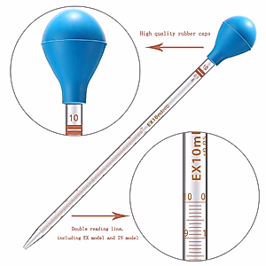 10ML Glass Graduated Droppers Pipettes Dropping Pipettes Fluid and Liquid Pipettors with Big Rubber Caps 4 Pcs