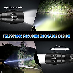 KEPEAK Flashlight, 5 Modes Tactical LED Flashlight, High Lumen IPX5 Water Resistant Flashlight for Camping, Outdoor Hiking, Emergency