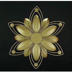 Elico Ltd. Gold Finish Jeweled 3D Metal Art Flower Wall Sculpture Set of 3 MCM Décor 11.25 Inches in Diameter