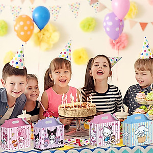 Educatgame Kawaii Party Favor Boxes with Handles - Set of 16, Anime Birthday Party Decorations Supplies, Cute Treat Boxes/Candy Boxes/Goodie Boxes/Gift Boxes, Perfect for Kids Birthday Party