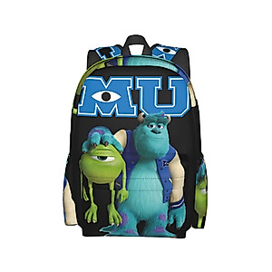 MAIMATIEKE Anime Monsters, Inc Backpack Colorful Travel Laptop Backpack Business Daypack Adjustable Shoulder Strap Bookbag For Teen Boys And Girls, Black, One Size