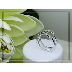 Dazzlingrock Collection 0.20 Carat (ctw) Round White Diamond Anniversary Wedding Enhancer Guard Double Ring 1/5 CT, 14K White Gold, Size 9.5