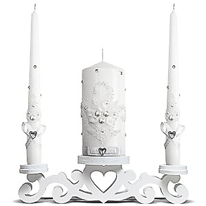 Unity Candles for Wedding Ceremony Set of 3 - Unity Decorative Wedding Candle - 6" Pillar and 2 10" Tapers Candles - Ceremonial Candles Wedding Table Centerpiece - Velas Decorativas para Boda
